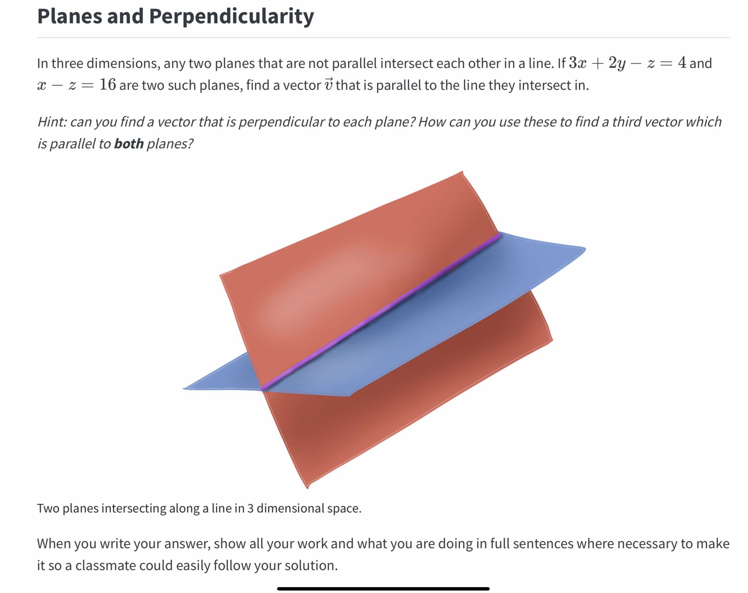 Solved Planes and PerpendicularityIn three dimensions, any | Chegg.com