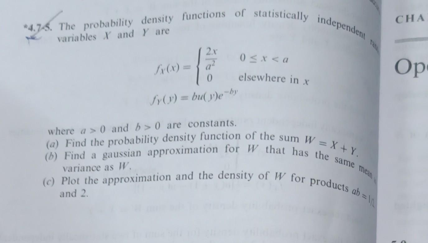Solved 44. 7.5. The probability density functions of | Chegg.com