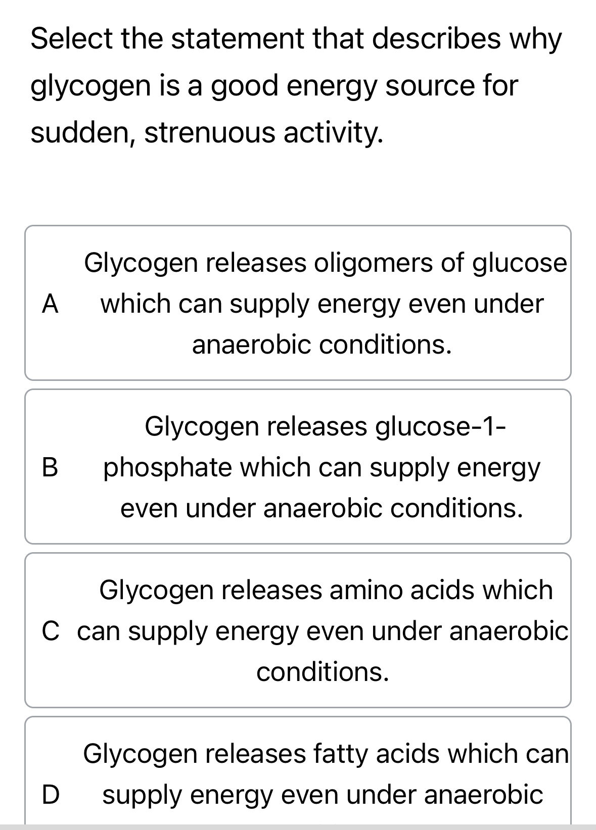 Solved Select the statement that describes why glycogen is a | Chegg.com
