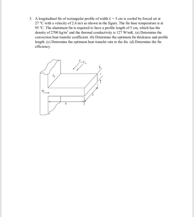 Solved 3. A longitudinal fin of rectangular profile of width | Chegg.com
