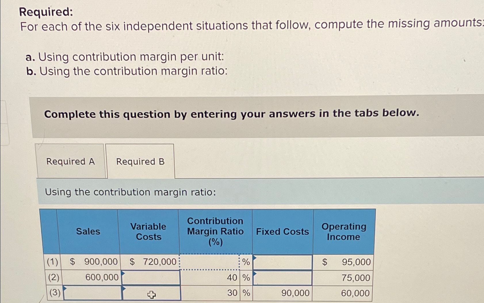 Solved Required:For each of the six independent situations | Chegg.com