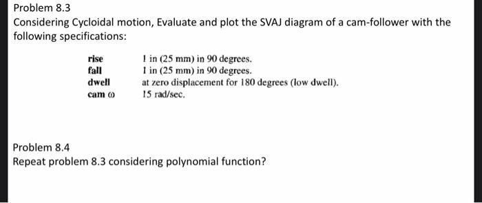 Solved Considering Cycloidal motion, Evaluate and plot the | Chegg.com