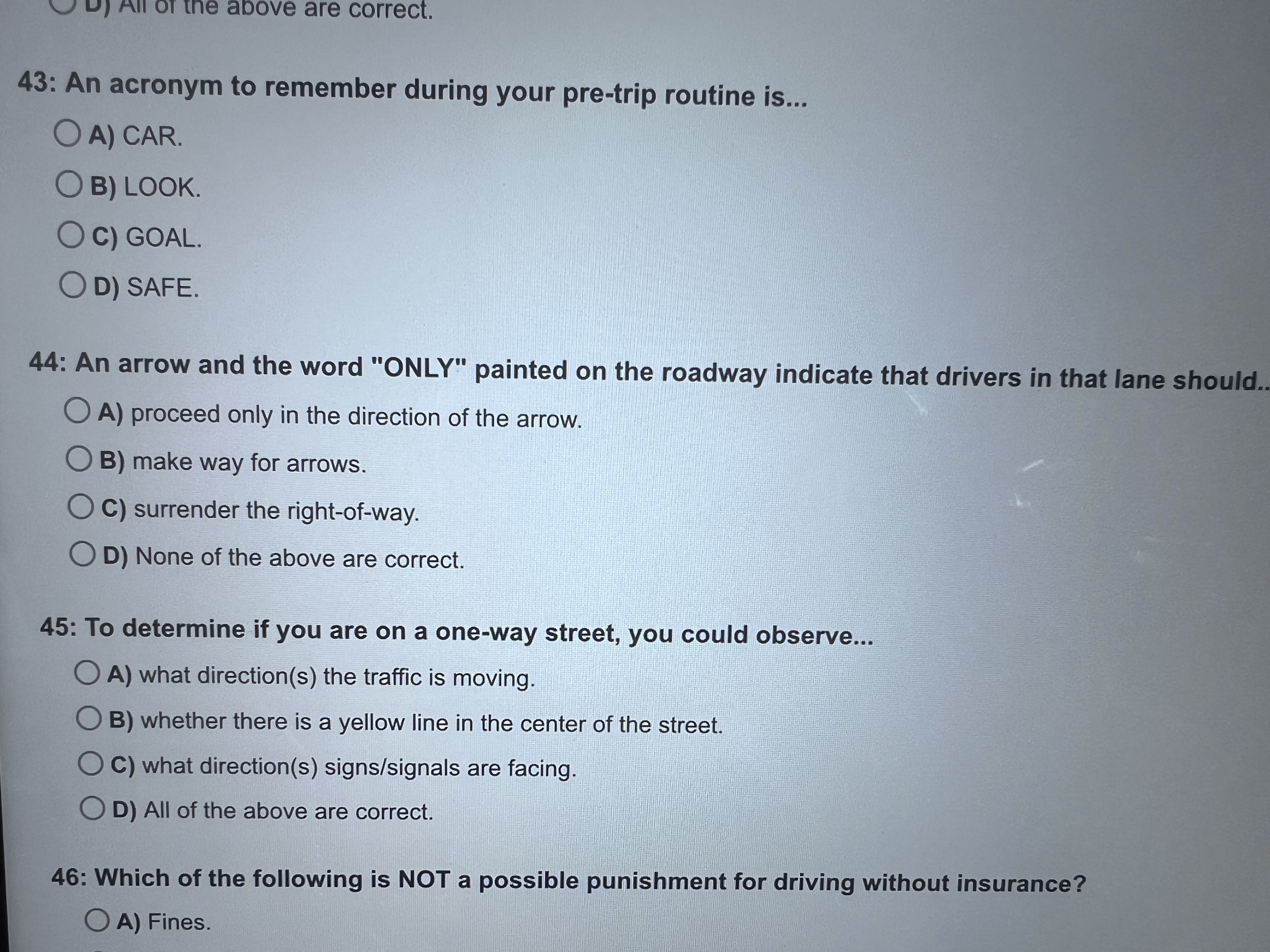 Solved 43: An acronym to remember during your pre-trip | Chegg.com