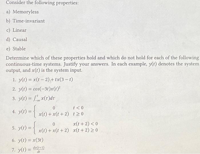 Solved Determine which of these properties hold and which do | Chegg.com