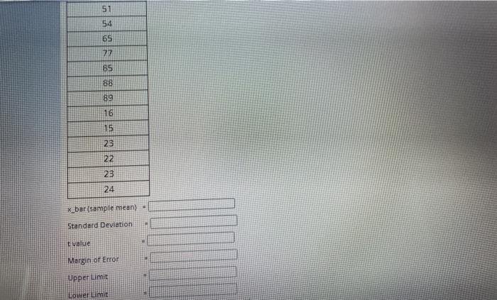 Solved (25pts (Use Excel A random sample of 25 is given | Chegg.com