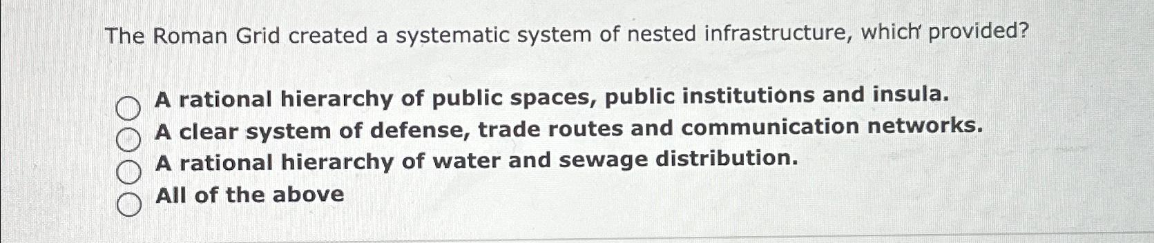 Solved The Roman Grid created a systematic system of nested | Chegg.com
