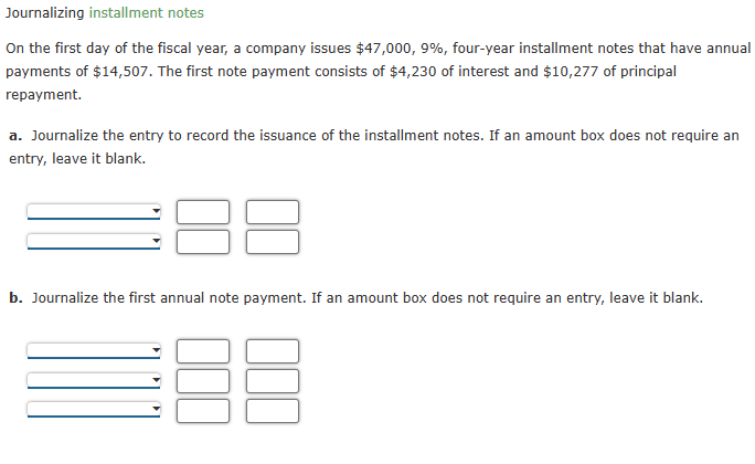 Solved Journalizing installment notes On the first day of | Chegg.com