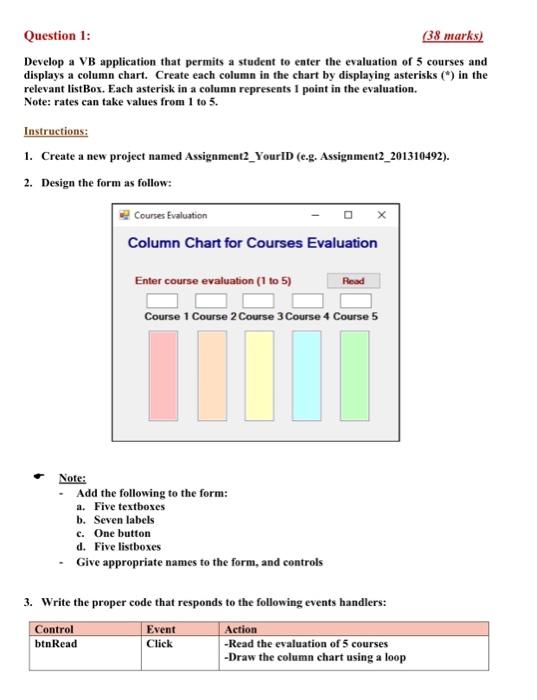 Solved Question 1: (38marks) Develop a VB application that | Chegg.com