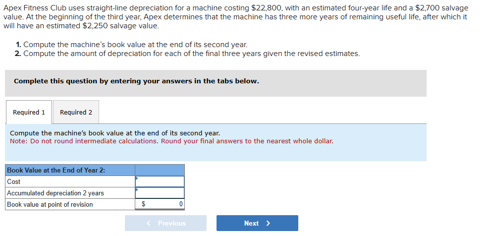 Solved Apex Fitness Club uses straight-line depreciation for | Chegg.com