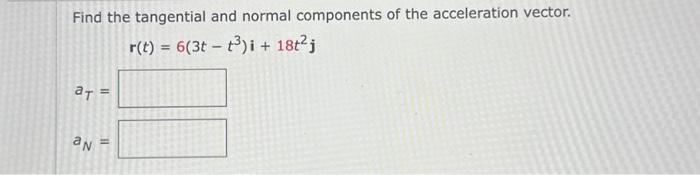 Solved Find the tangential and normal components of the | Chegg.com
