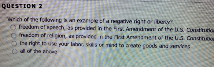 Solved QUESTION 2 Which of the following is an example of a | Chegg.com