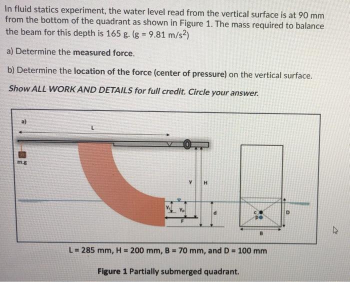Solved In fluid statics experiment, the water level read | Chegg.com