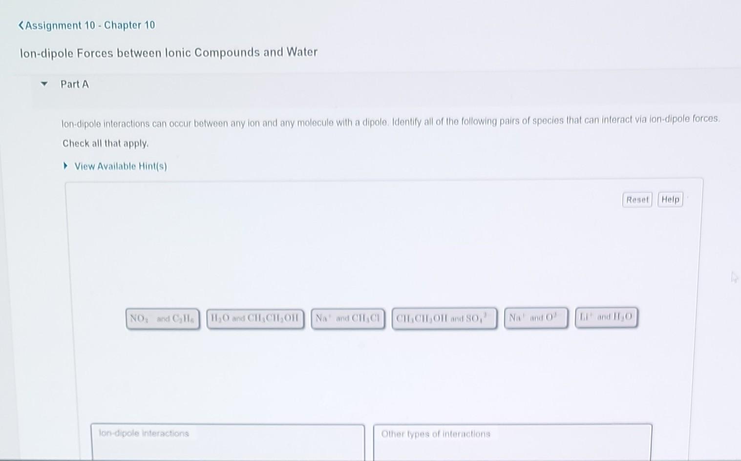 Solved Ion-dipole Forces between lonic Compounds and Water | Chegg.com