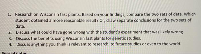 Solved Results If you have the Wisconsin fast plant kit, use | Chegg.com