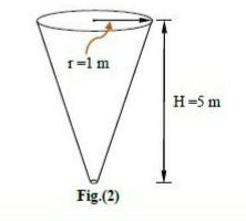 Solved (B) A conical tank with top diameter of (2 m) and | Chegg.com