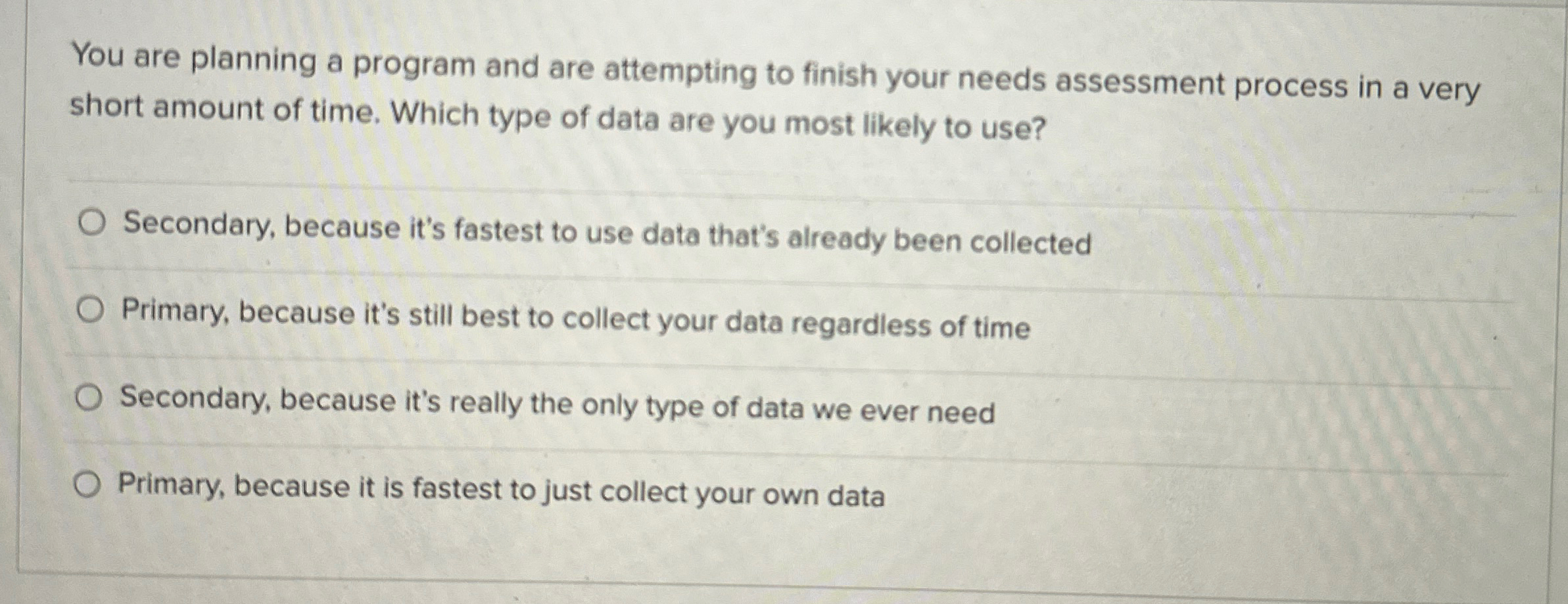 Solved You are planning a program and are attempting to | Chegg.com
