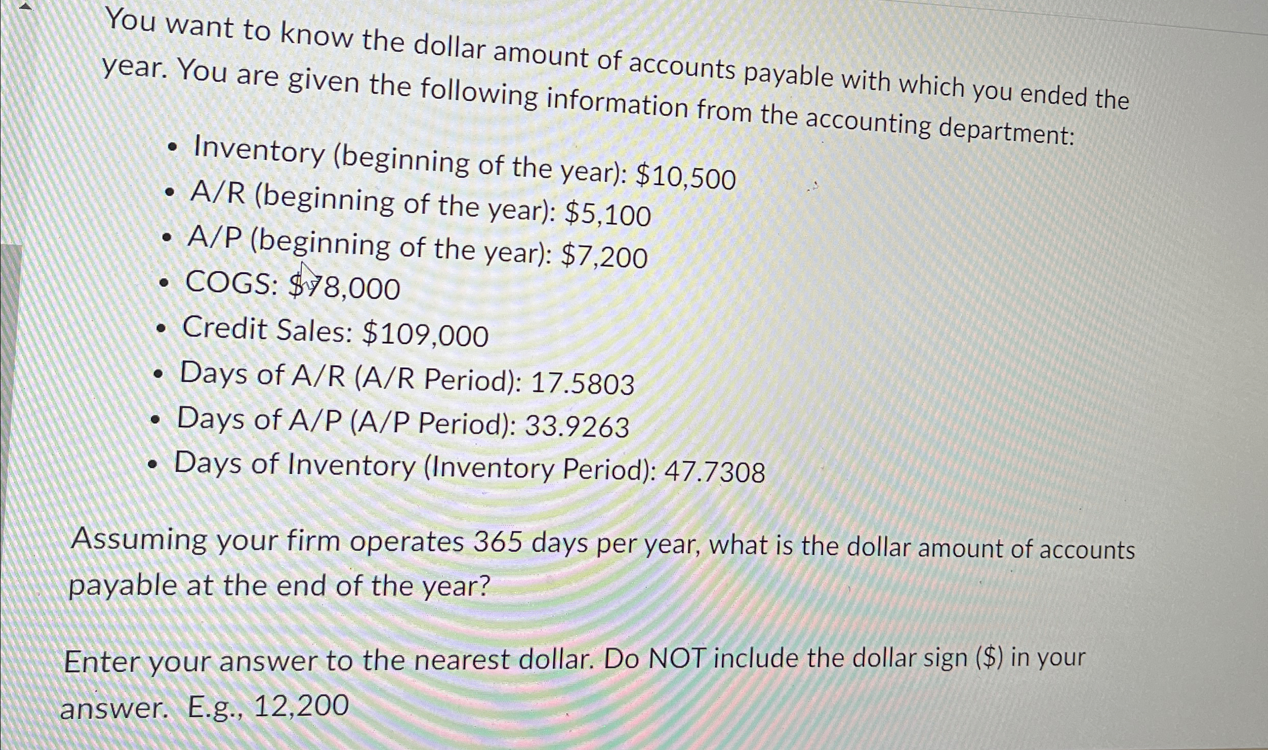 You want to know the dollar amount of accounts | Chegg.com