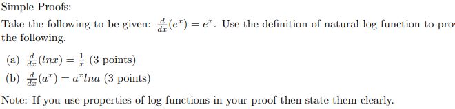 Solved Simple Proofs:Take the following to be given: | Chegg.com