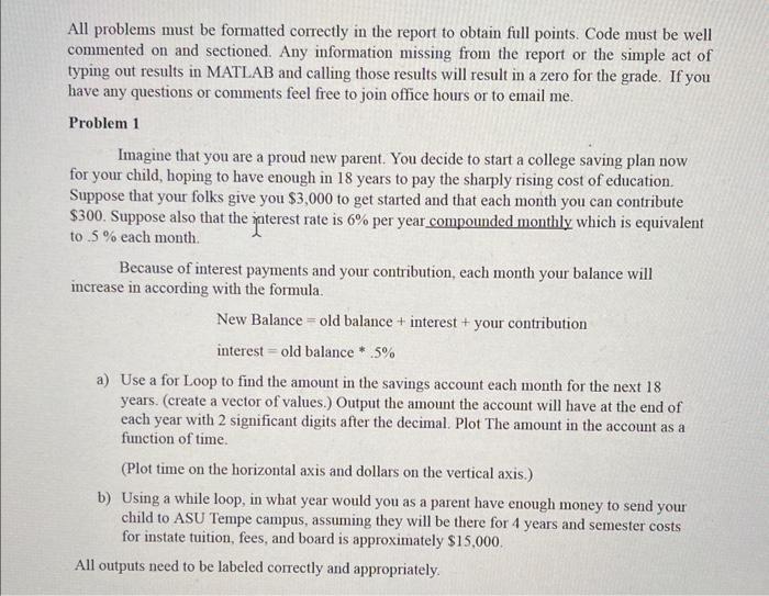 Solved All problems must be formatted correctly in the | Chegg.com