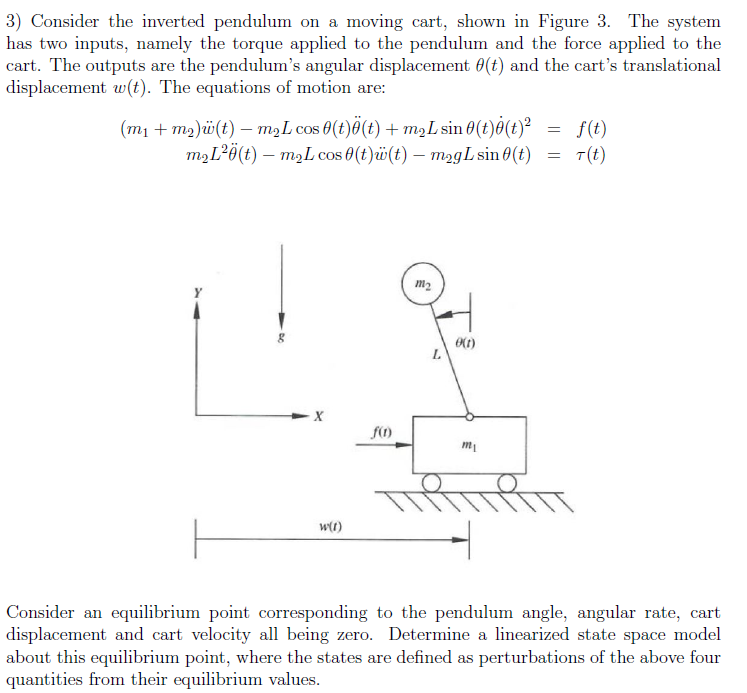 Solved Consider the inverted pendulum on a moving cart, | Chegg.com
