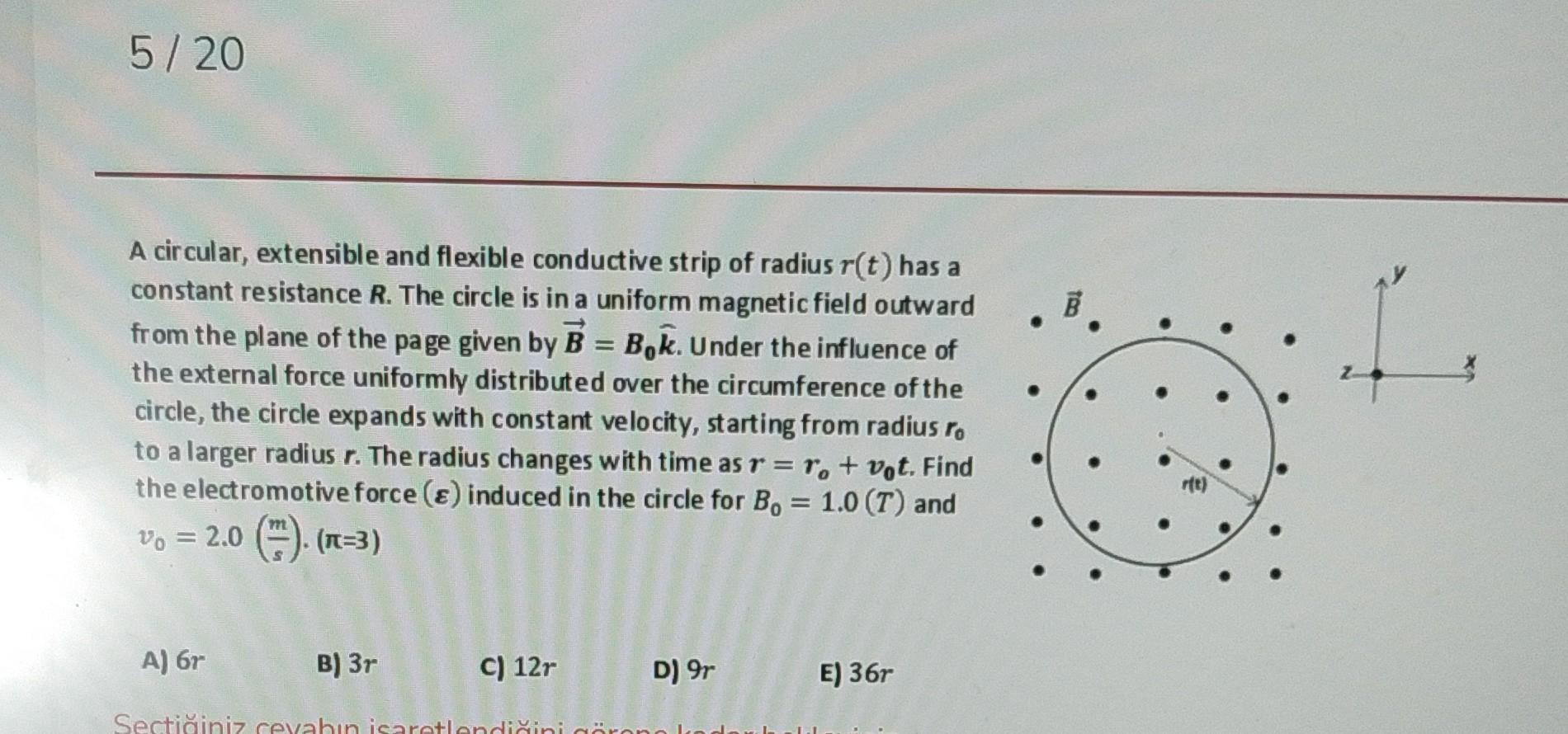 Solved A circular, extensible and flexible conductive strip | Chegg.com