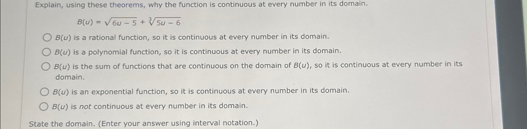 Solved Explain, using these theorems, why the function is | Chegg.com