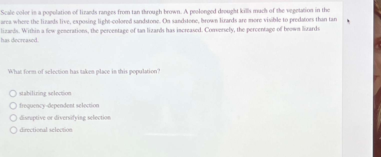 Solved Scale color in a population of lizards ranges from | Chegg.com