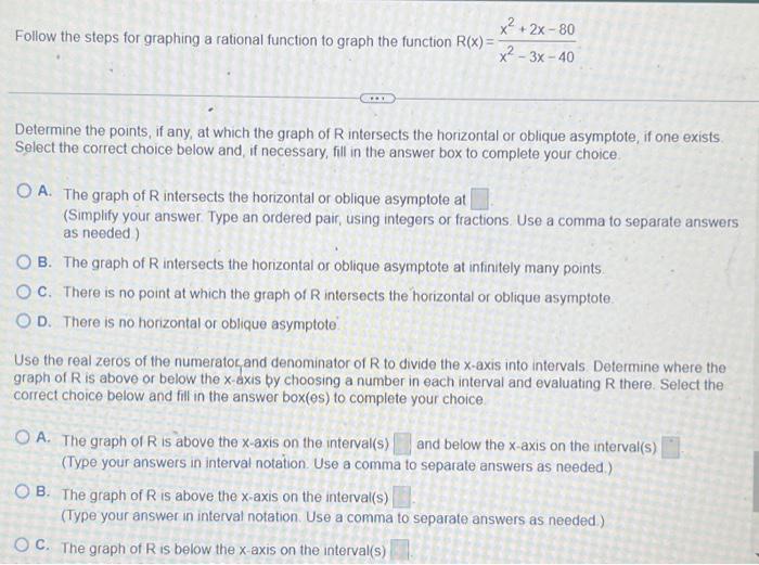 Solved Follow the steps for graphing a rational function to | Chegg.com