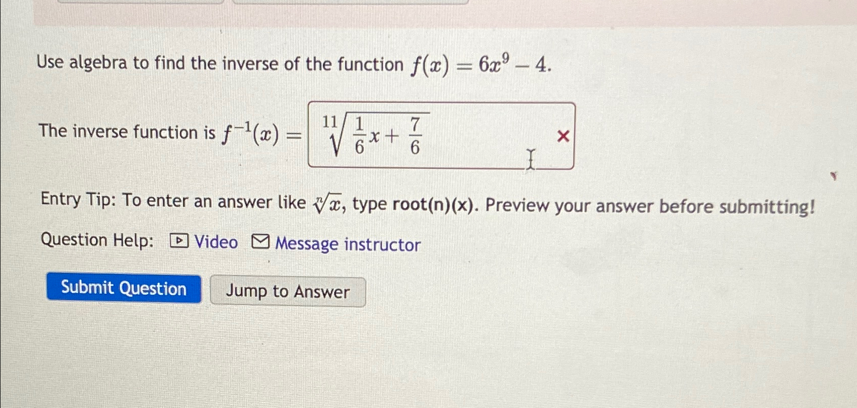 Solved Use algebra to find the inverse of the function | Chegg.com