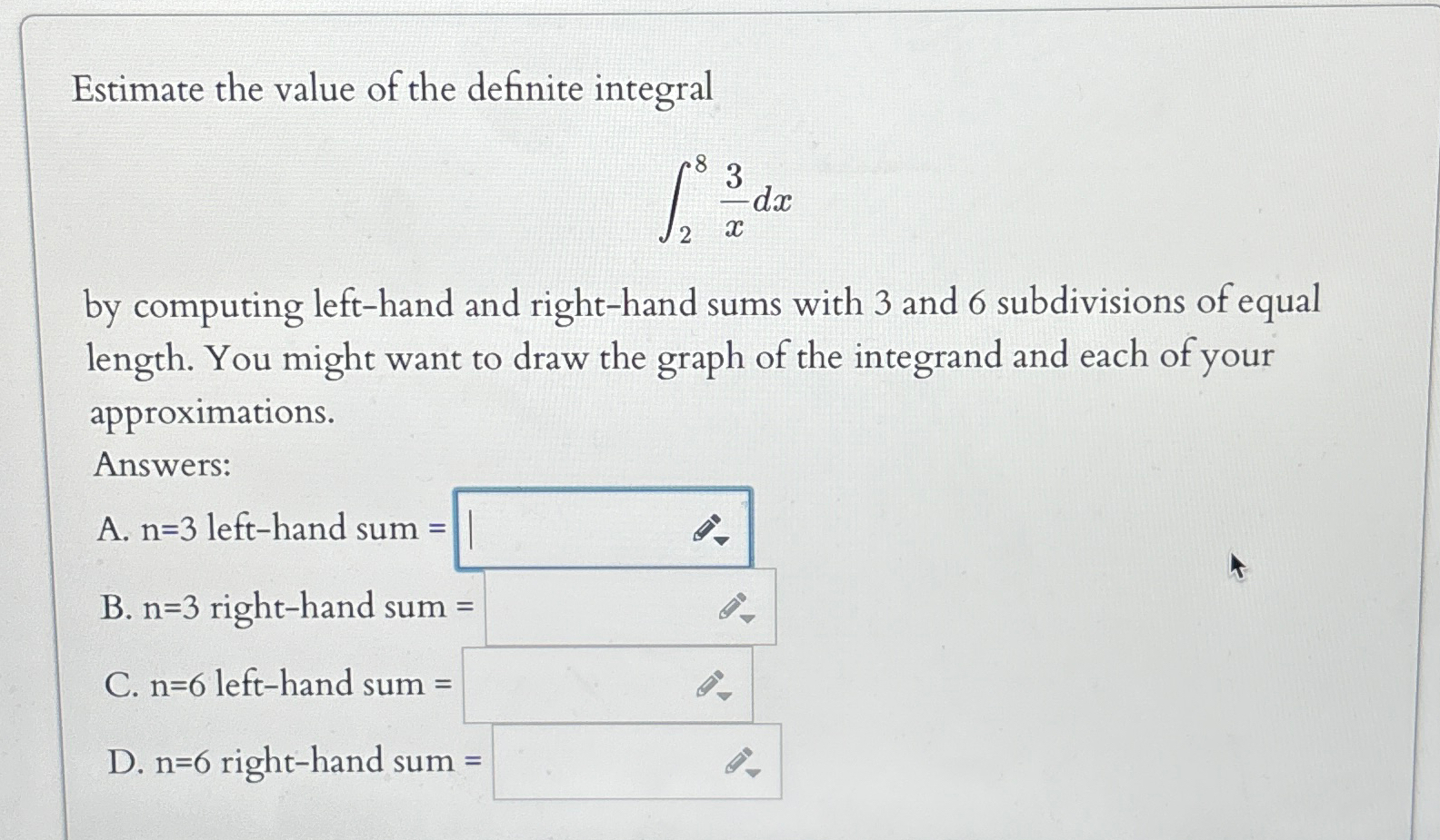 Solved Estimate the value of the definite integral∫283xdxby | Chegg.com