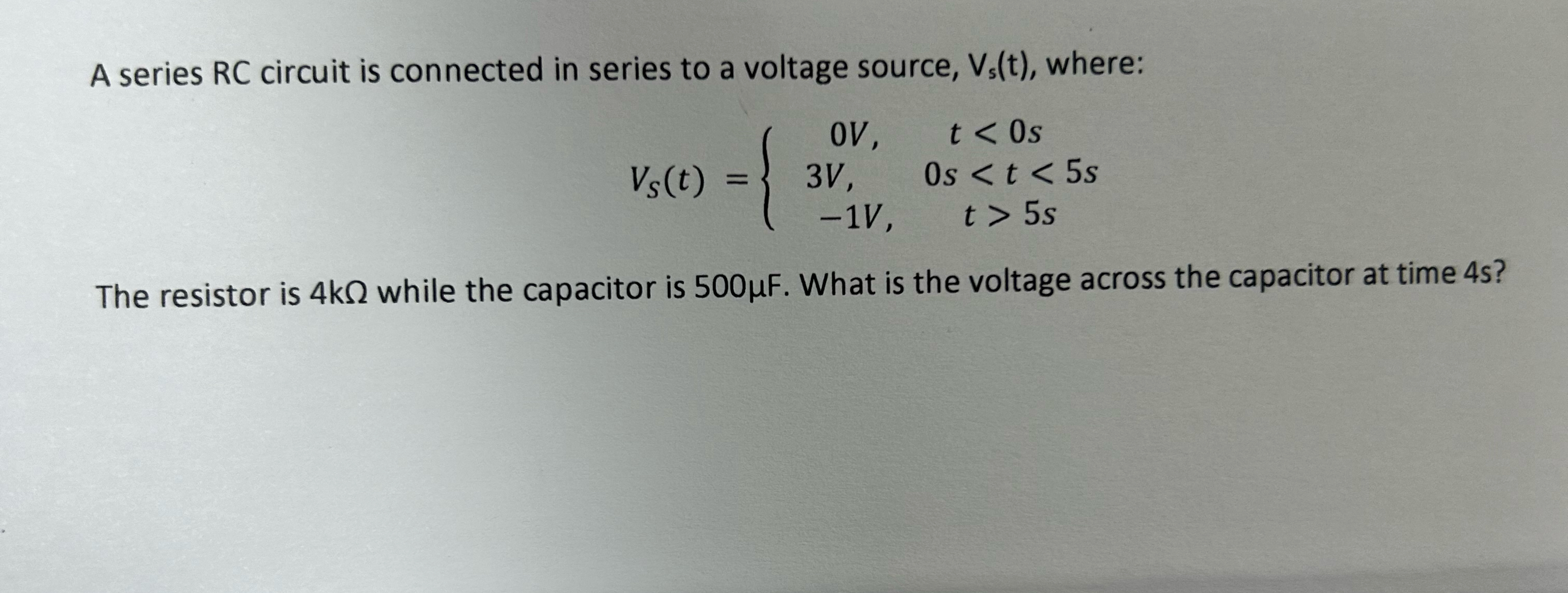 Solved A series RC ﻿circuit is connected in series to a | Chegg.com
