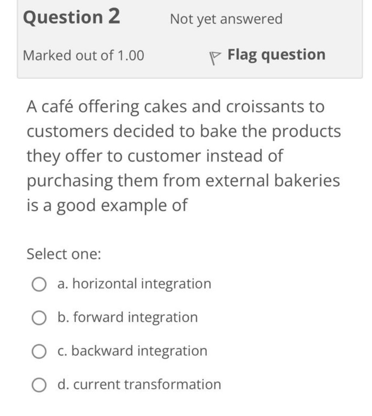 Solved Question 2Not yet answeredMarked out of 1.00Flag | Chegg.com Solved Question 2Not yet answeredMarked out of 1.00Flag | Chegg.com
