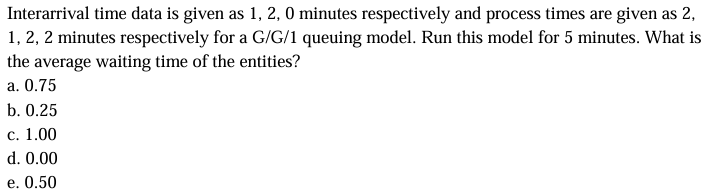 Solved Interarrival time data is given as 1,2,0 ﻿minutes | Chegg.com
