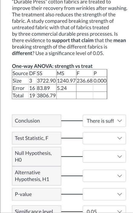 Solved "Durable Press" cotton fabrics are treated to improve | Chegg.com