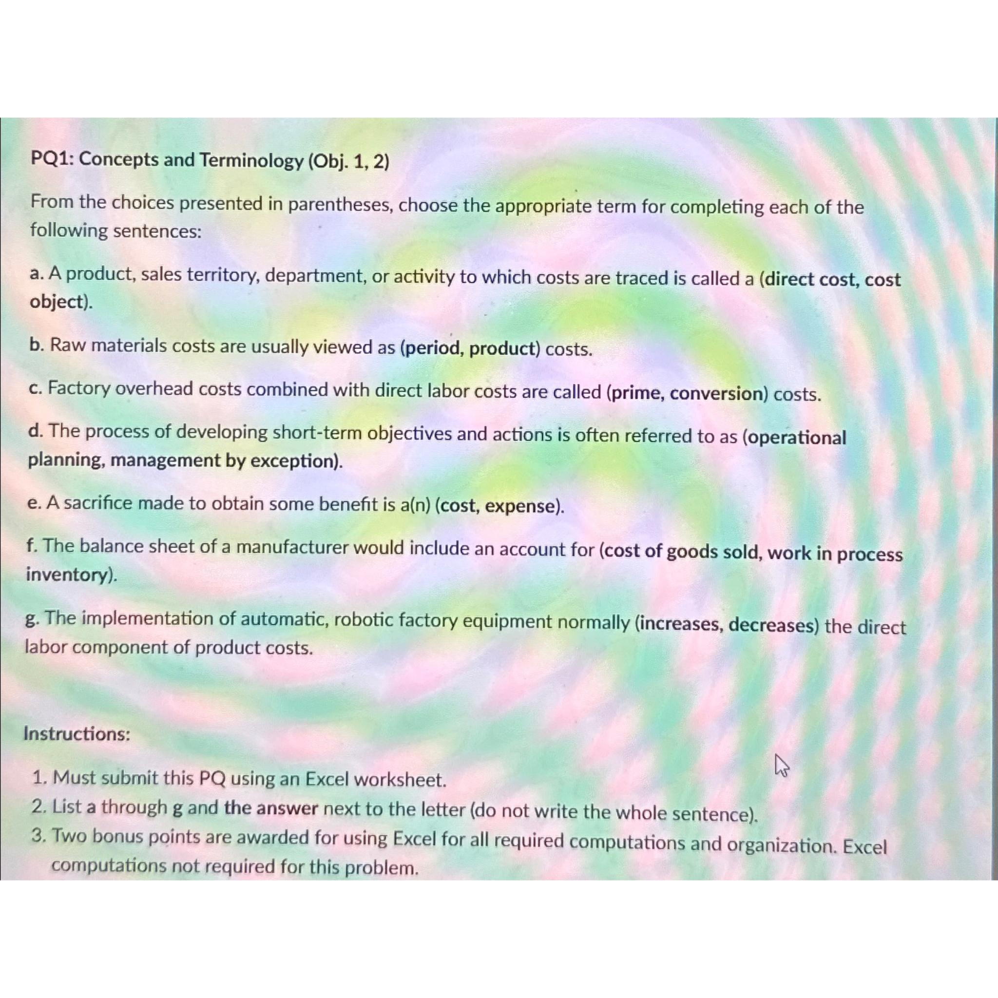 Solved PQ1: Concepts and Terminology (Obj. 1, 2)From the | Chegg.com