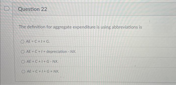 Solved The definition for aggregate expenditure is using | Chegg.com