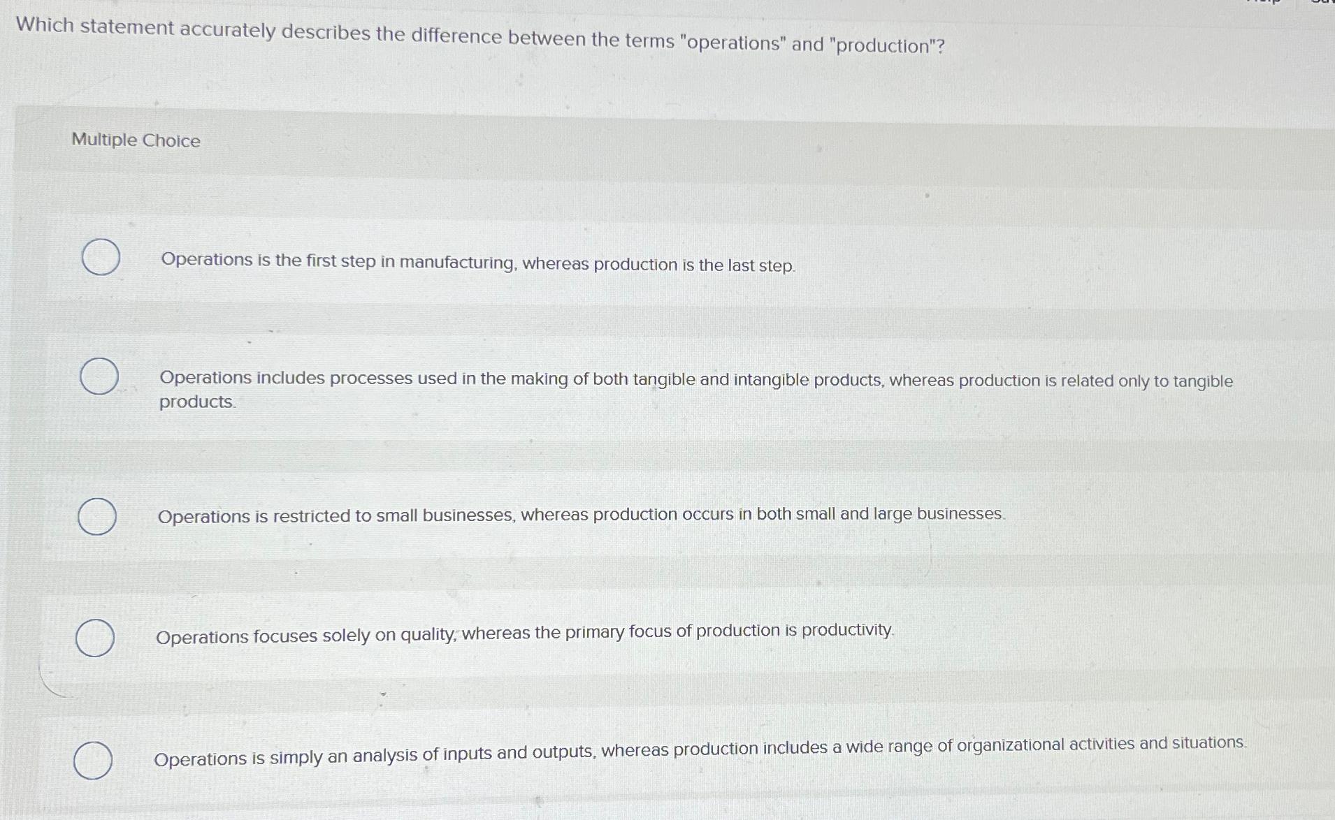 Solved Which statement accurately describes the difference | Chegg.com