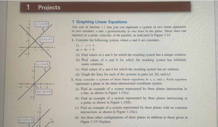 Solved 1 Projects 2 1 Graphing Linear Equations You saw in | Chegg.com