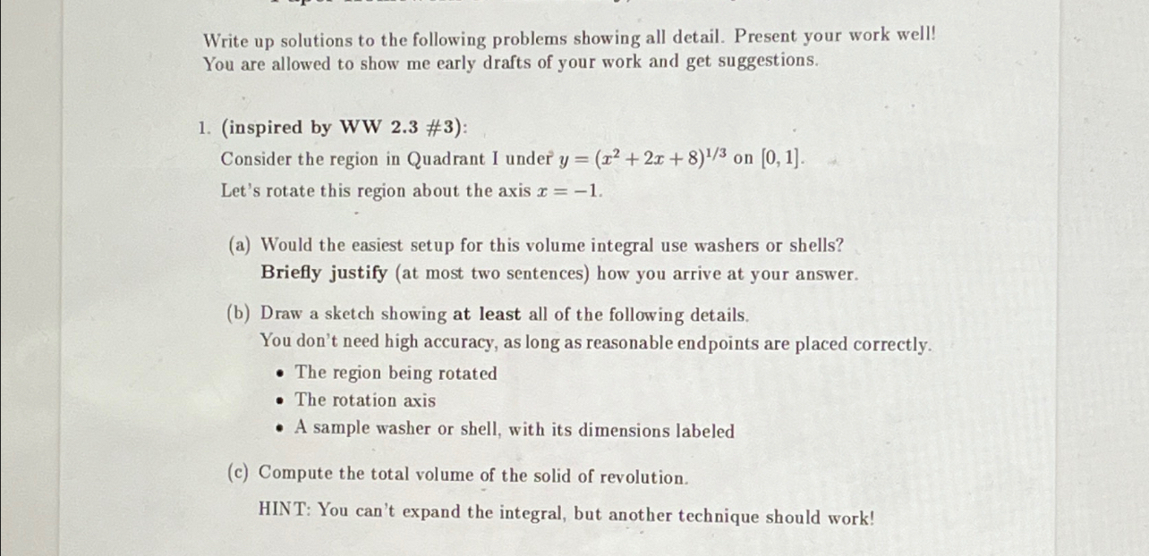 Solved Write up solutions to the following problems showing | Chegg.com