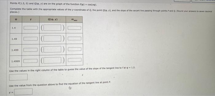 Solved Points P(1,5,0) and Q(φ,y) are on the greph of the | Chegg.com