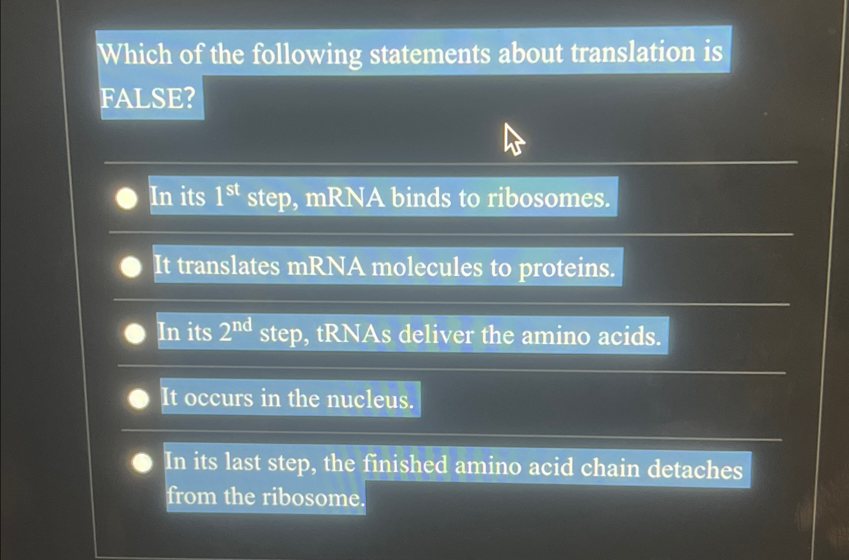 Solved Which of the following statements about translation | Chegg.com