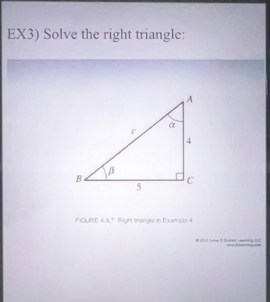 Solved EX3) ﻿Solve the right triangle:find Alpha, Beta, and | Chegg.com
