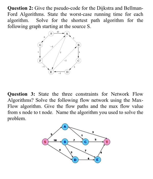 Solved Question 2: Give the pseudo-code for the Dijkstra and | Chegg.com