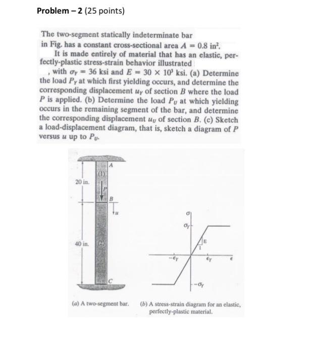 Solved Problem - 2 (25 points) The two-segment statically | Chegg.com