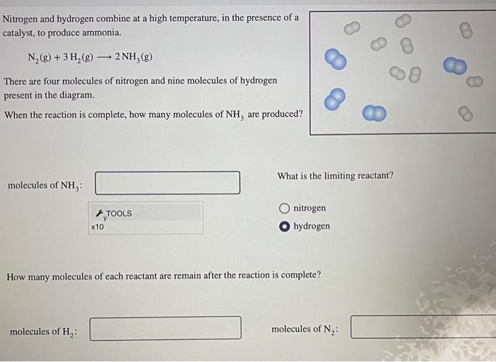 Solved Nitrogen and hydrogen combine at a high temperature, | Chegg.com