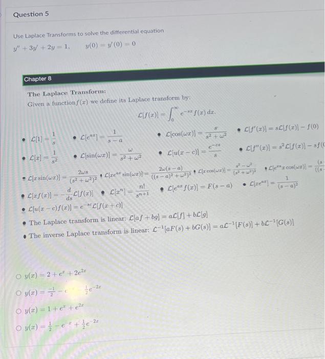 Solved Use Laplace Transforms to solve the differential | Chegg.com