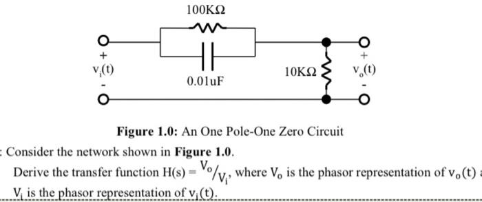 Solved Figure 1.0: An One Pole-One Zero Circuit Consider the | Chegg.com