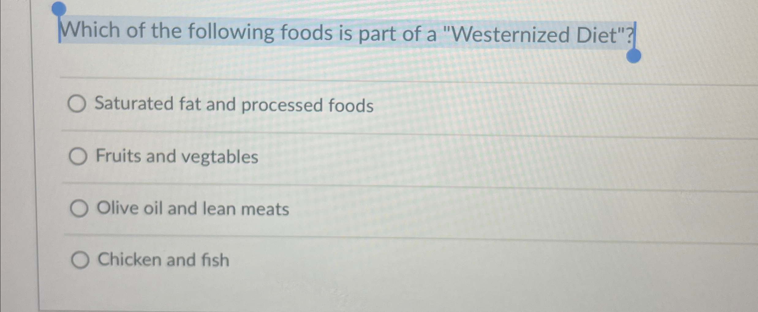 Solved Which of the following foods is part of a | Chegg.com