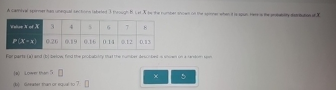 Solved A carnival spinner has unequal sections labeled 3 | Chegg.com