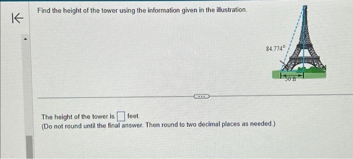 Solved Find the height of the tower using the information | Chegg.com